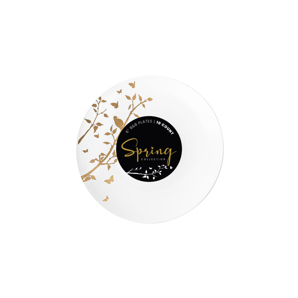 Spring 6" Plates Gold (10 Count) - Blue Sky Trading