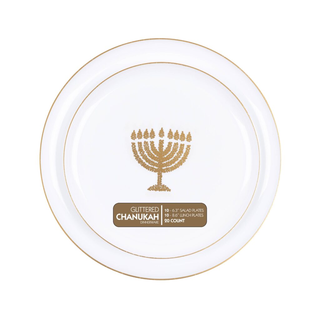 Chanukah Glitter 6.3" & 8.6" Combo Plates White (20 Count) - Blue Sky ...