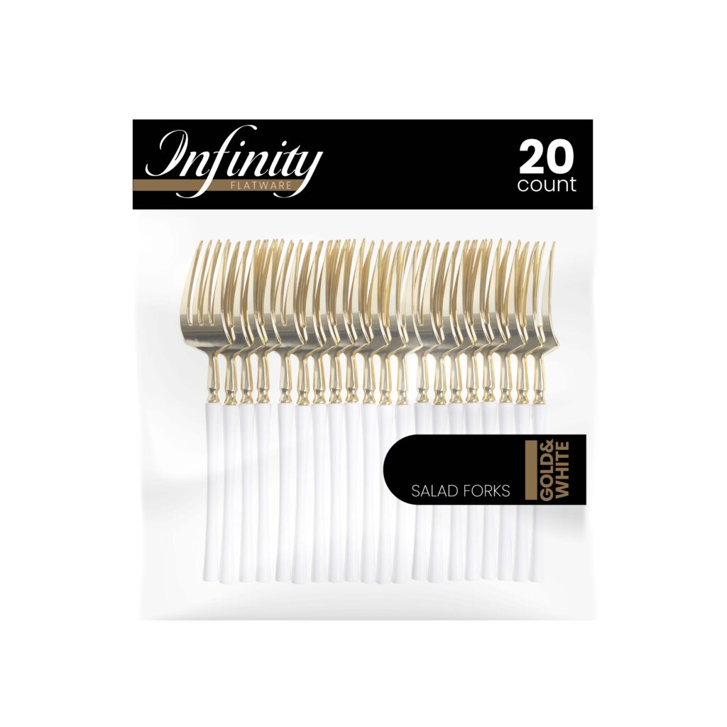 Infinity Flatware White/Gold - Blue Sky Trading