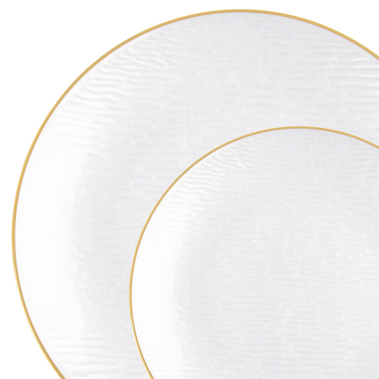 Icicles Plates Pearl/Gold Rim - Blue Sky Trading