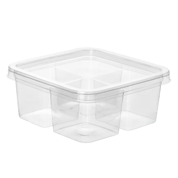 4 Section ( 7 oz Each) PET Box With Lid (200 Sets) - Blue Sky Trading